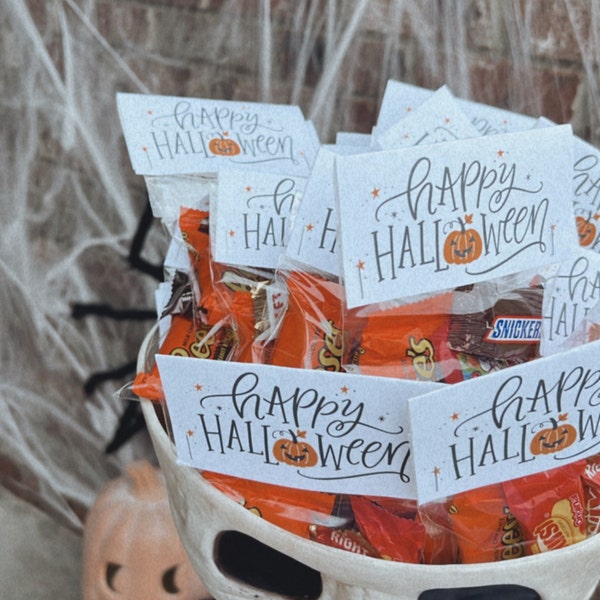 Printable Happy Halloween Bag Topper, Candy Bag Topper, Cookie Bag ...