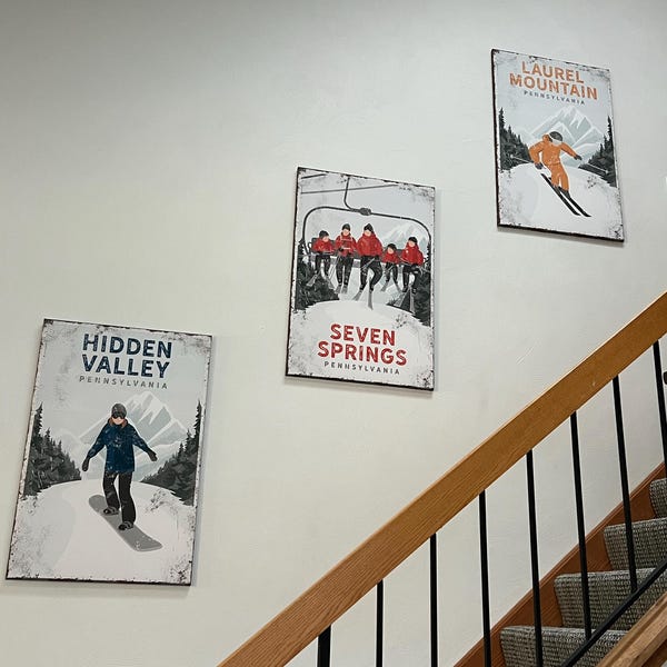 Custom MOUNT SNOW Poster • orange Vermont Ski Mountain Wall Art ...