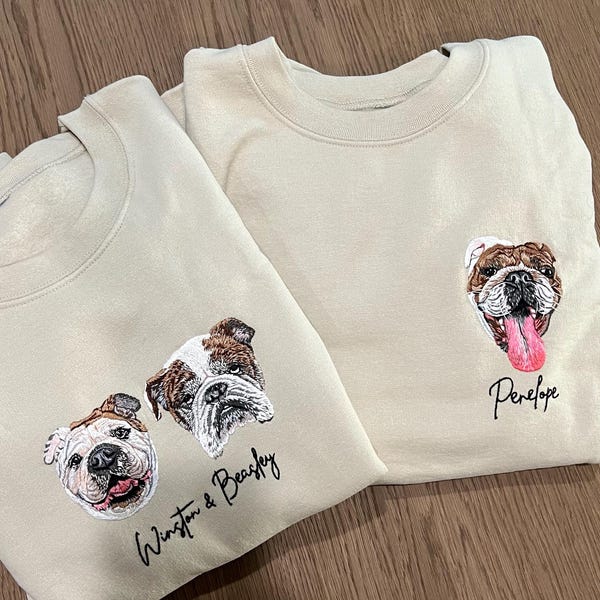 Custom Dog Embroidered Sweatshirt, Hand Embroidered Premium Gift Ideas ...