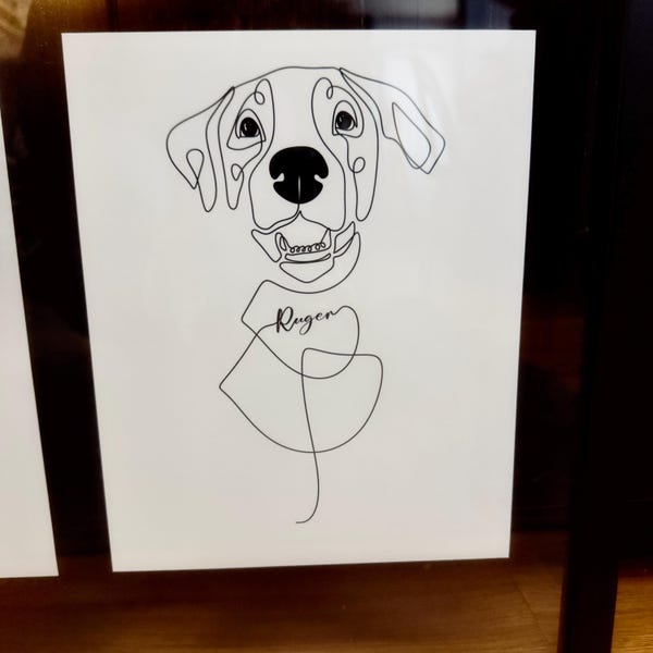 Custom Dog Portrait, Line Drawing, Pet Art, Line Dog Portrait, Dog ...