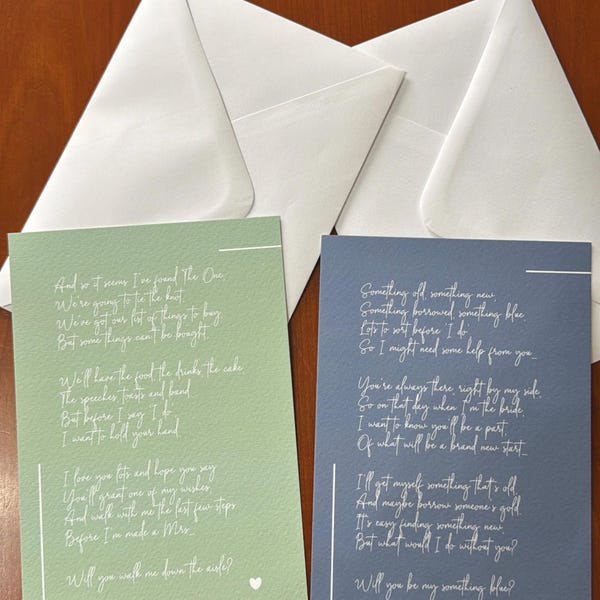 Will You Be My Something Blue? Poem, 5x7