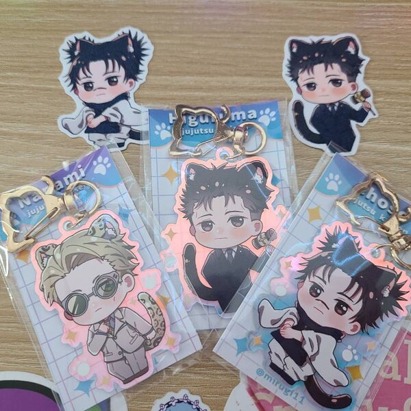 Buy 5 Get 1 JJK Acrylic Hologram Keychain Sticker Yuji Gojo Geto ...