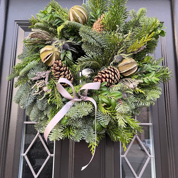 Fresh Christmas Door Wreath Modern Luxury - Etsy