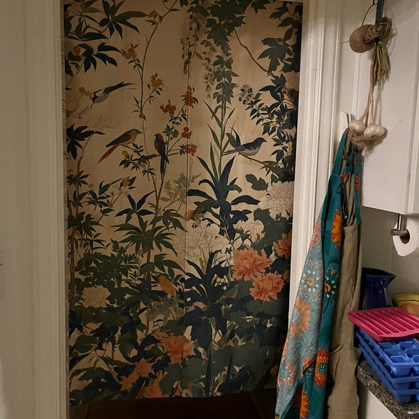 Japanese Birds in Wonderland Noren, Japanese Noren, Birds Door Curtain ...