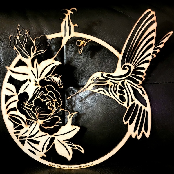 Humming Bird Wall Art Decor Vector Drawing File for Laser Cutting ...