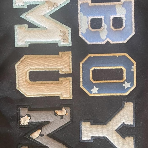3D Puff Applique Font - Varsity Applique Font - 3D Puff Varsity Font ...