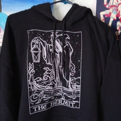 The Hermit Tarot Card Hoodie Grim Reaper Sweatshirt Spooky Halloween ...