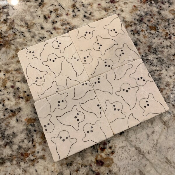 Ghost Marble Coasters/ Cute Ghost Decor/ Halloween Home Decor ...