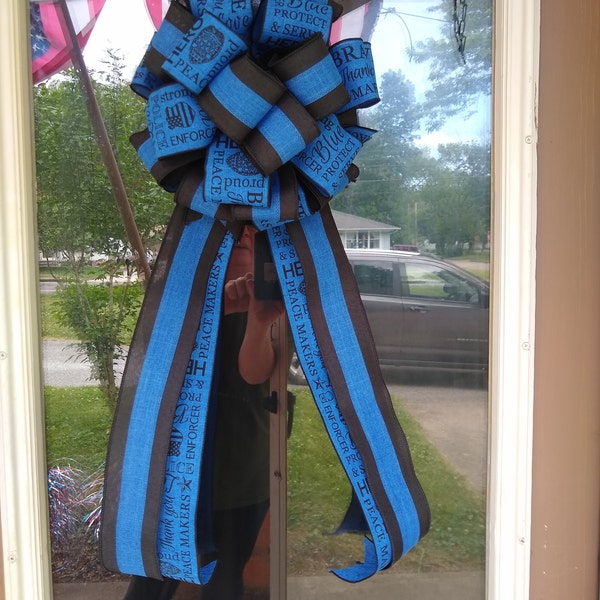 Police Bow, Law Enforcement Bow, Gift Bow, Package Bow, Blue Line Bow ...