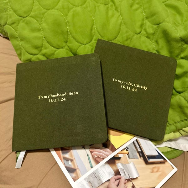 Custom Text Foil Embossed Square Linen Notebook. Personalized Linen ...