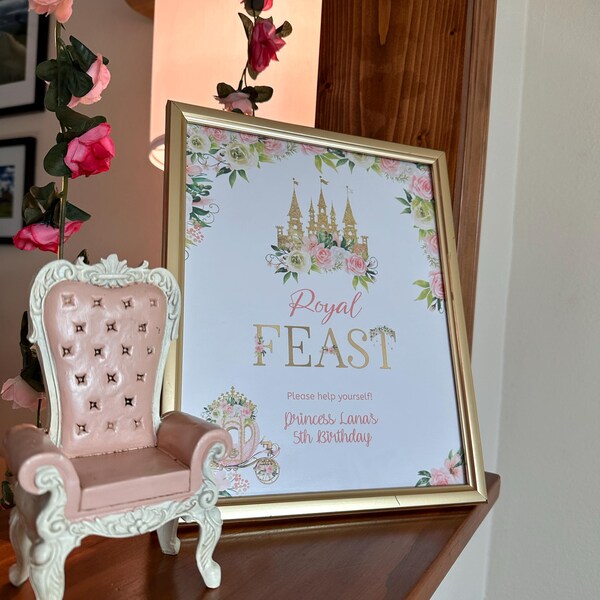 Princess Birthday Food Table Sign Printable Royal Fairytale Buffet ...