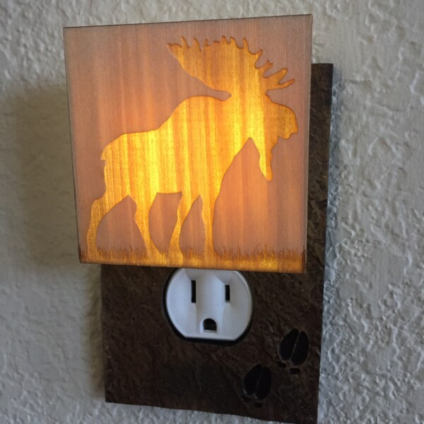 National Park Rustic Moose Lantern Night Light Walking in the Meadow ...