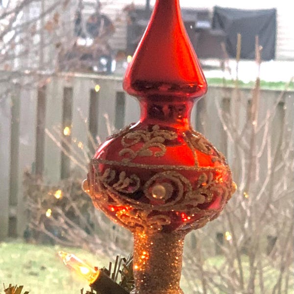 Big Christmas Glass Tree Topper 12 Inches, Tree Topper Antique ...
