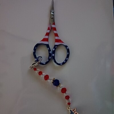 American Flag Star Patriotic Scissor Fob Fob Stitching - Etsy