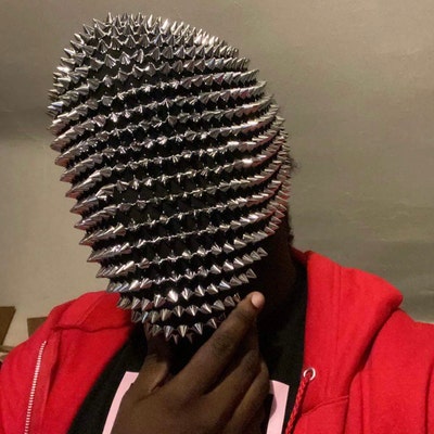 Silver Full Face Spike Mask, Handmade Full Coverage Haute Couture Mask ...