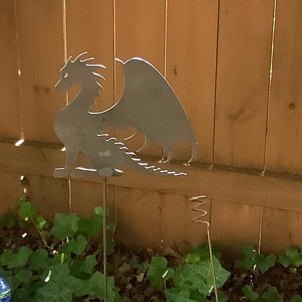Ships in 2 Days | Metal Dragon Garden Stake - Steel Gardening Decor ...
