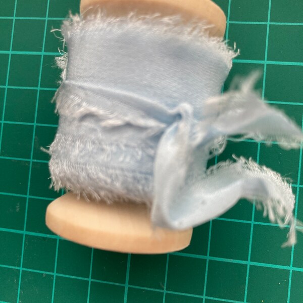 Silk Ribbon in Dusky Pale Blue / Roll of Habotai Silk Ribbon With a ...