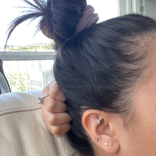 Tiny Moon Rook Hoop Earring • Helix Hoop • Rook Earring • Helix Diamond ...