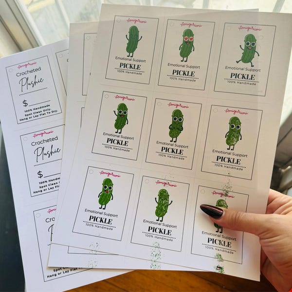 Emotional Support Pickle Printable PDF Tags Amigurumi Crochet Product ...