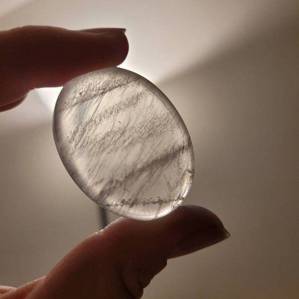 CLEAR QUARTZ Worry Stone Natural Stone Hand Carved Gemstone Worry Stone ...