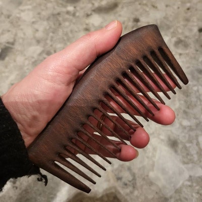 Wide Tooth Curly Hair Cherry Wood Comb Wood Comb Handmade Comb Healthy ...