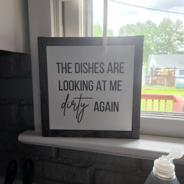 Dirty Dishes Sign, Kitchen Home Decor, Funny Dishes Sign, Housewarming ...