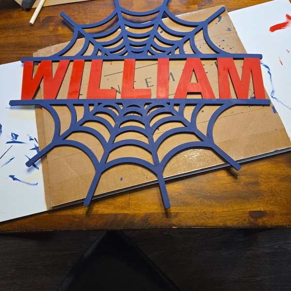 Spider Web Name Sign, Boy Room Decor, Nursery Decor, Spiderman ...