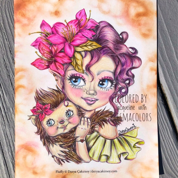 Fluffy Coloring Page for Adults and Kids Dark,light & Sepia Grayscale ...