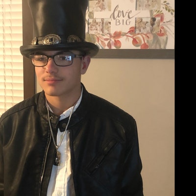 Australian Hand Crafted Black Leather Slash Style / Tribute Top Hat ...