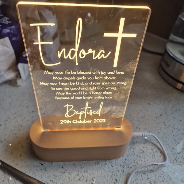 Personalised Baptism Gift for Baby - Custom Christening Night Light for ...