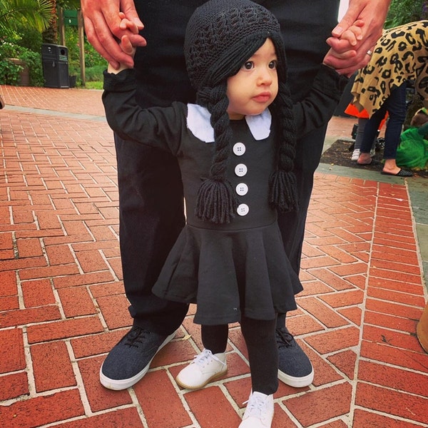 Wednesday Addams Inspired Wig Hat, Also Great for Pocahontas! Halloween ...