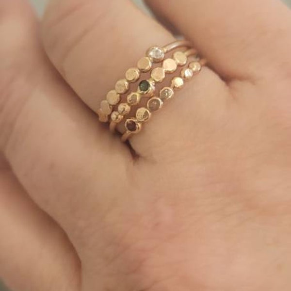 Stacking Ring Band. ONE Minimalist Stack Ring. Smooth Dainty. Gold ...