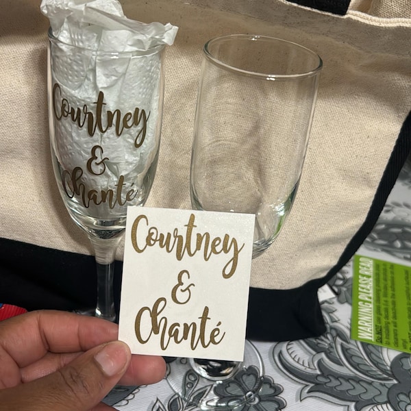 Champagne Glass Vinyl Decal | Custom Vinyl Decal for Champagne Glass ...