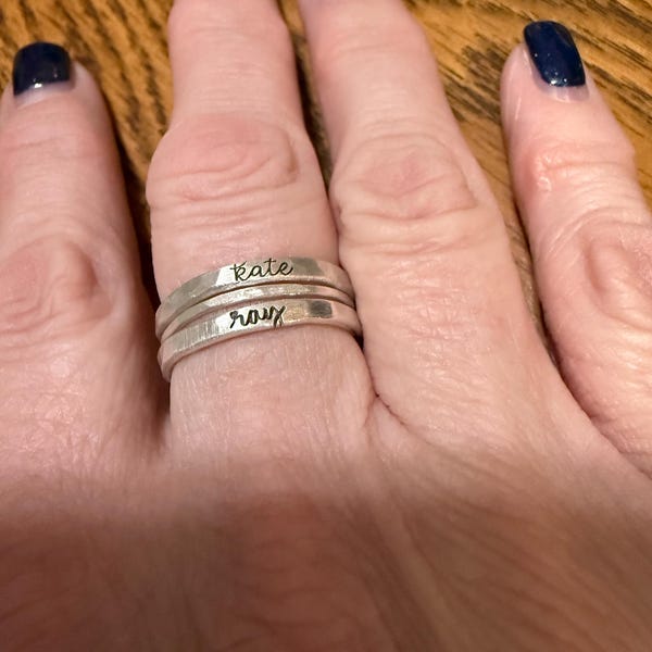 Ring Set Gift for Mom Stackable Rings Personalized Name Rings 14k Gold ...