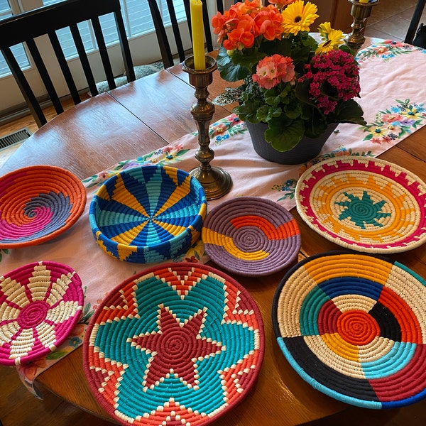 New Assorted Sabai Handwoven Grass Baskets, Wall Art, African Baskets ...