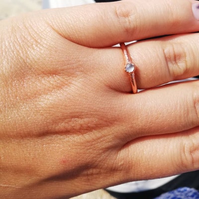Moonstone Copper Ring / Natural Gemstone / Unique and Handmade - Etsy