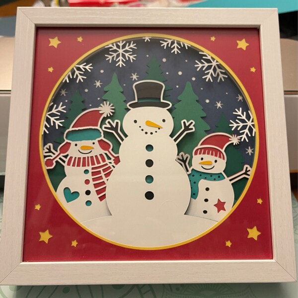 3D Snowman Shadow Box, Christmas Shadow Box SVG, Christmas Layered ...