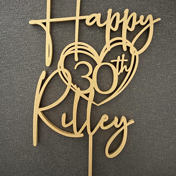 Happy 30th Birthday Cake Topper, Happy Birthday Cake Topper, Custom ...