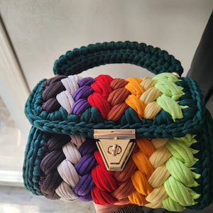 Multi Color Bag/hand Woven Bag/crochet Bag/knitted Bag/colorful Bag ...