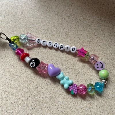 Beaded Keychain 90s Beaded Keychain Y2K Aesthetic Custom Beaded ...