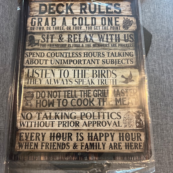 Deck Rules Sign | Personalized Metal Outdoor Decor for Porch, Patio ...