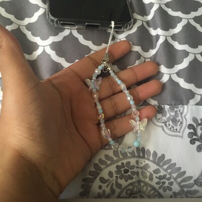 Cute Clear and Blue Phone Charm Keychain Strap AirPod Backpack - Etsy