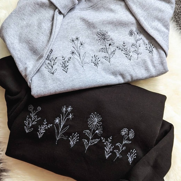 10 Wild Flowers Machine Embroidery Designs, 5 Sizes, Meadow Flowers ...