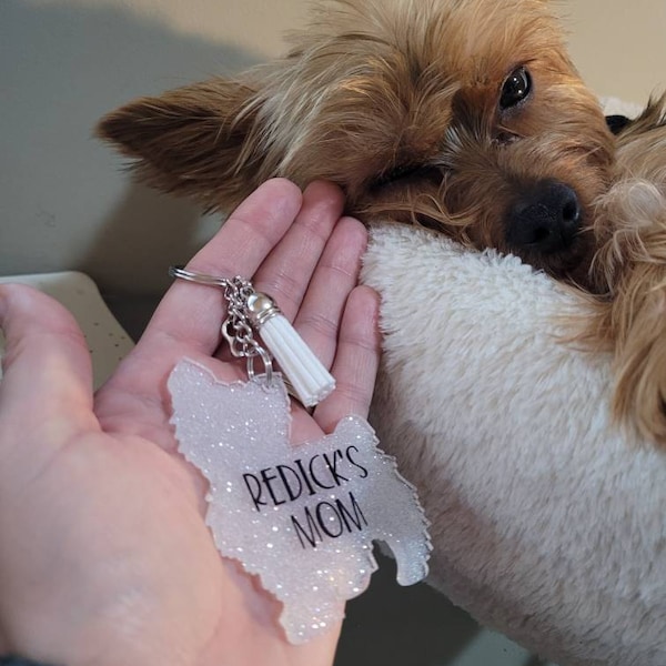 Customizable Yorkshire Terrier Glitter Keychain, Personalized Yorkie ...