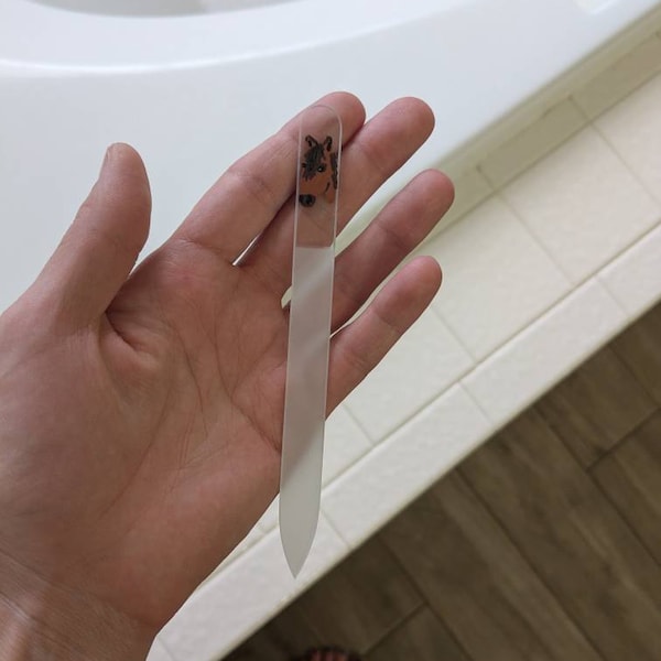 Skeleton Glass Nail File | Hand-painted Fun Skeleton | Halloween Nails ...
