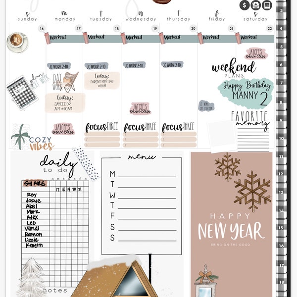 January Digital Stickers | New Year January Goodnotes Modern Stickers ...