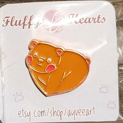 Fluffy Hearts Cute Bear Soft Enamel Pin - Etsy