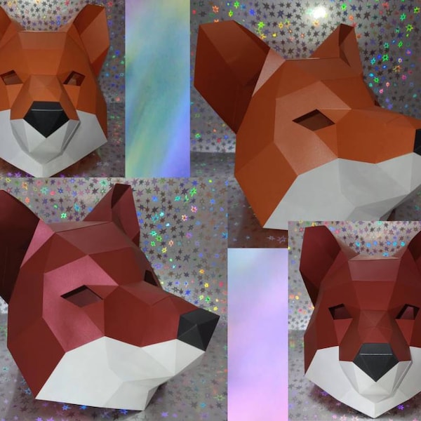 Make Fox Mask,diy Animal Head,3d Polygon Masks,instant Pdf Download ...