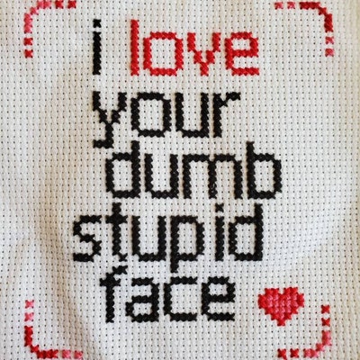 I Love Your Dumb Stupid Face Cross Stitch Pattern Instant Download PDF ...