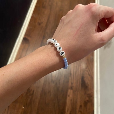 Custom Word Beaded Bracelet, Custom Name Beaded Bracelet, Personalized ...